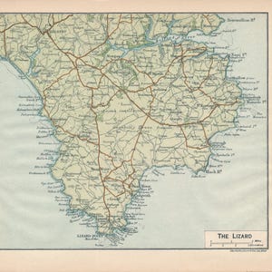 1920 the Lizard Peninsula, Lizard Point, United Kingdom Antique Map - Etsy