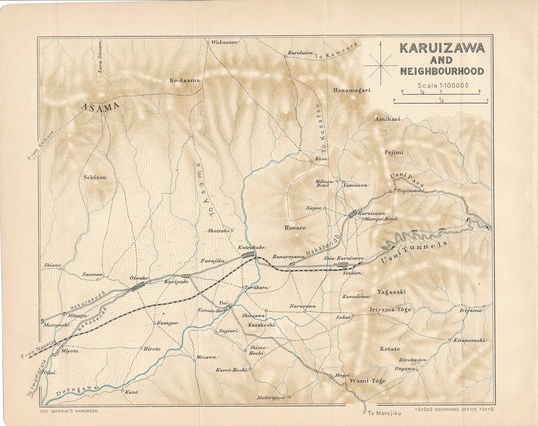 1907 Karuizawa Japan Antique Map - Etsy