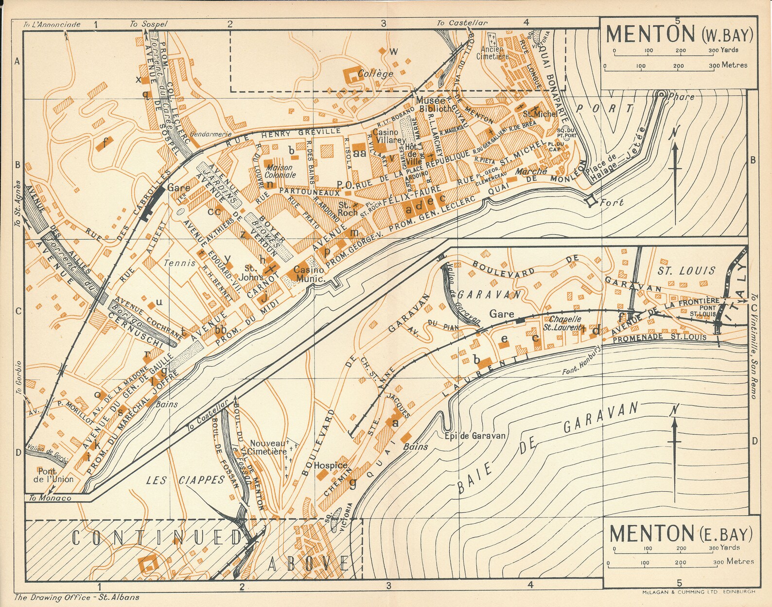 1954 Menton France Vintage Map | Etsy
