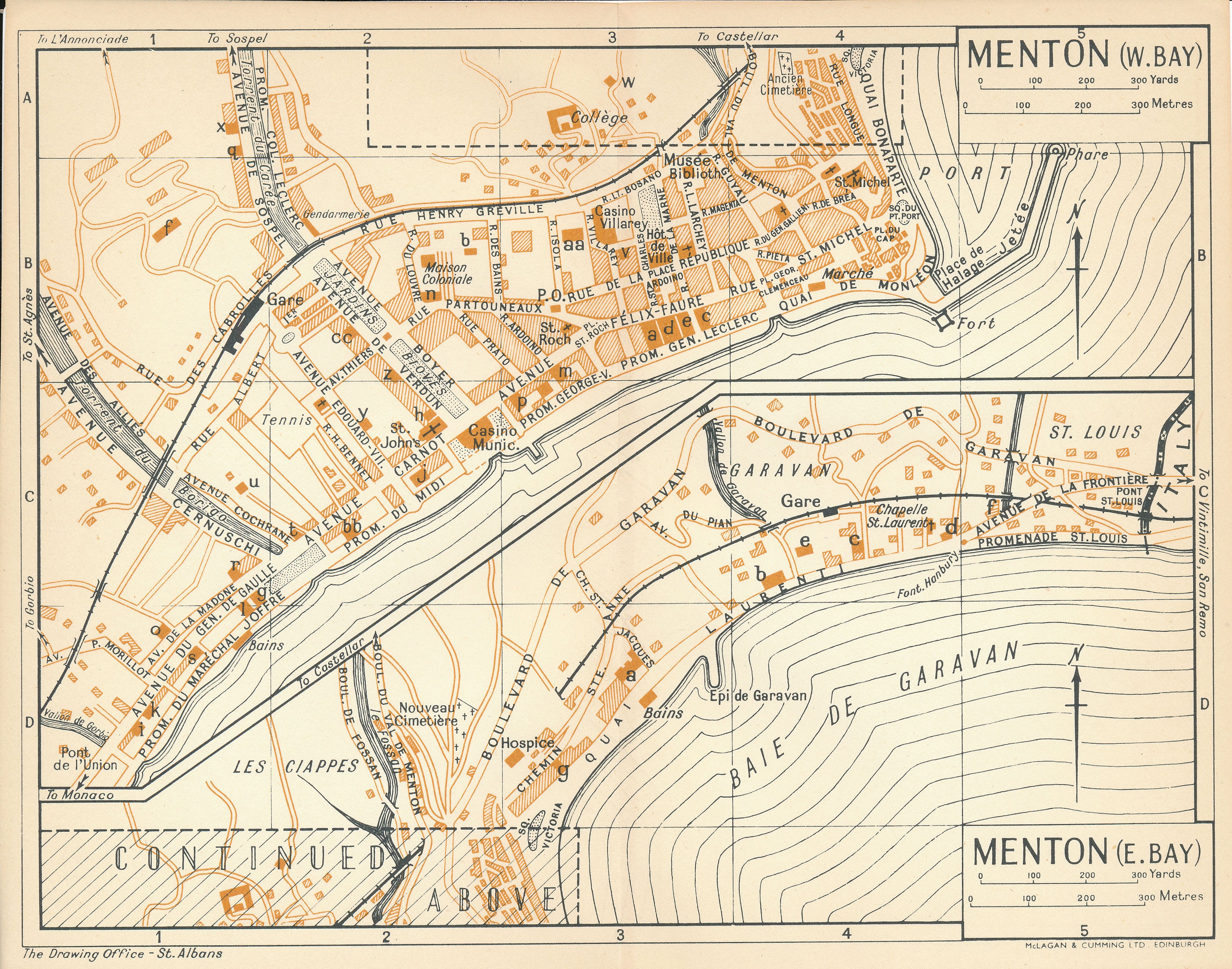 1954 Menton France Vintage Map | Etsy