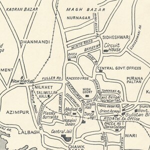 1959 Dhaka Bangladesh Vintage Map - Etsy