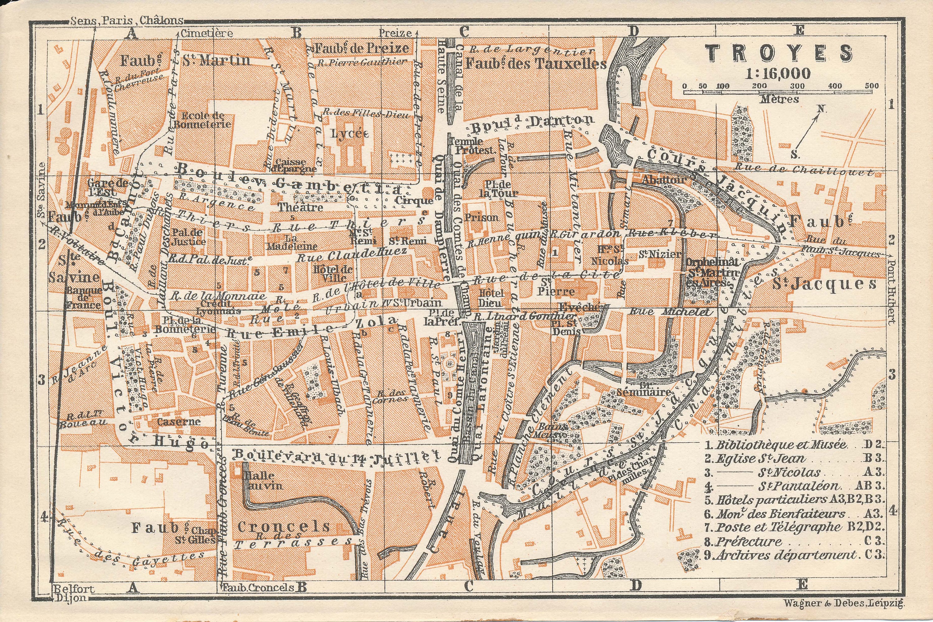 1909 Troyes France Antique Map - Etsy