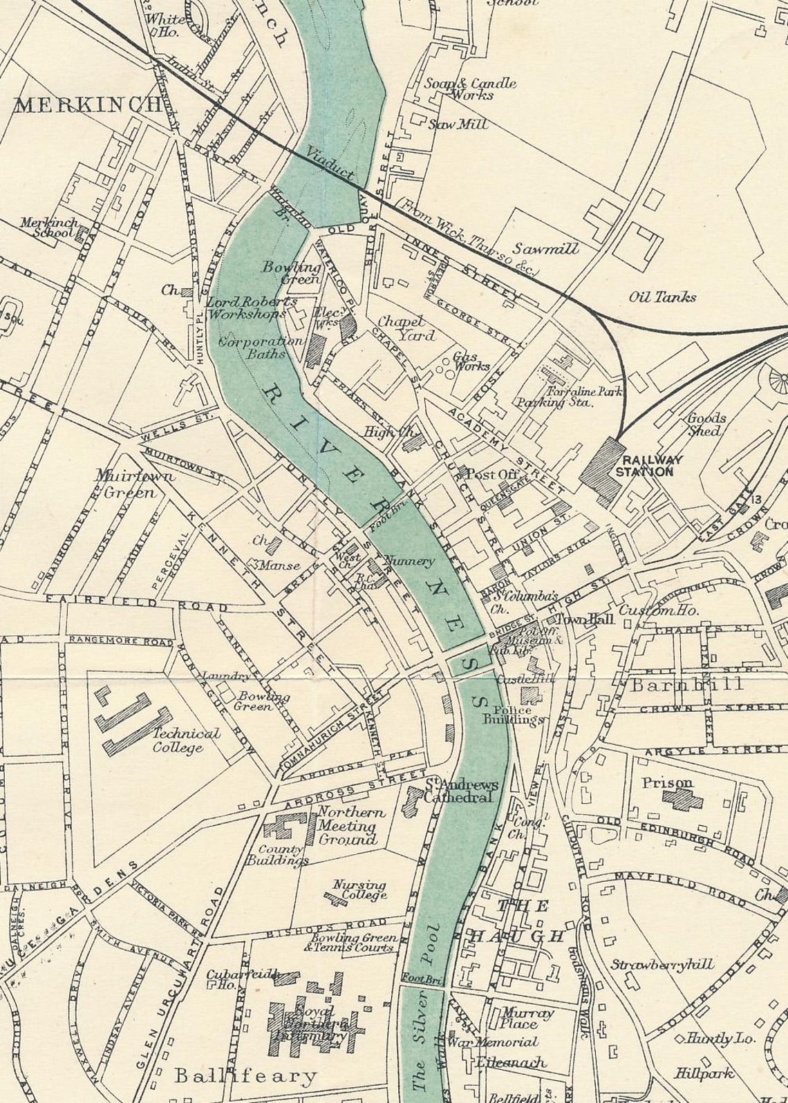 1950 Inverness Scotland Antique Map - Etsy