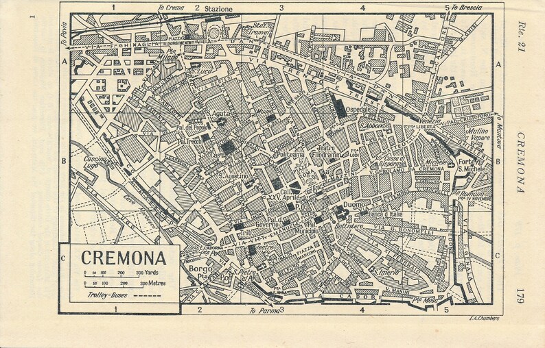 1953 Cremona Italy Vintage Map - Etsy