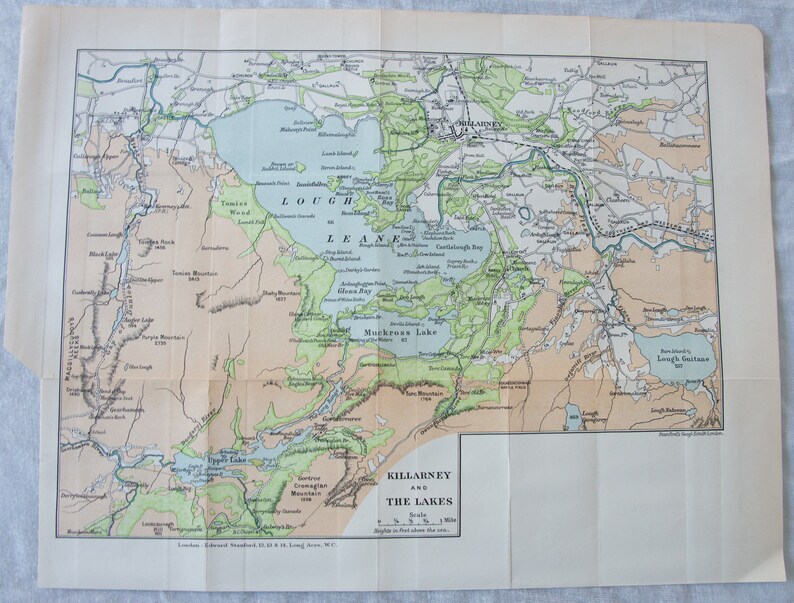 1904 Killarney and Lakes of Killarney Ireland Vintage Map - Etsy