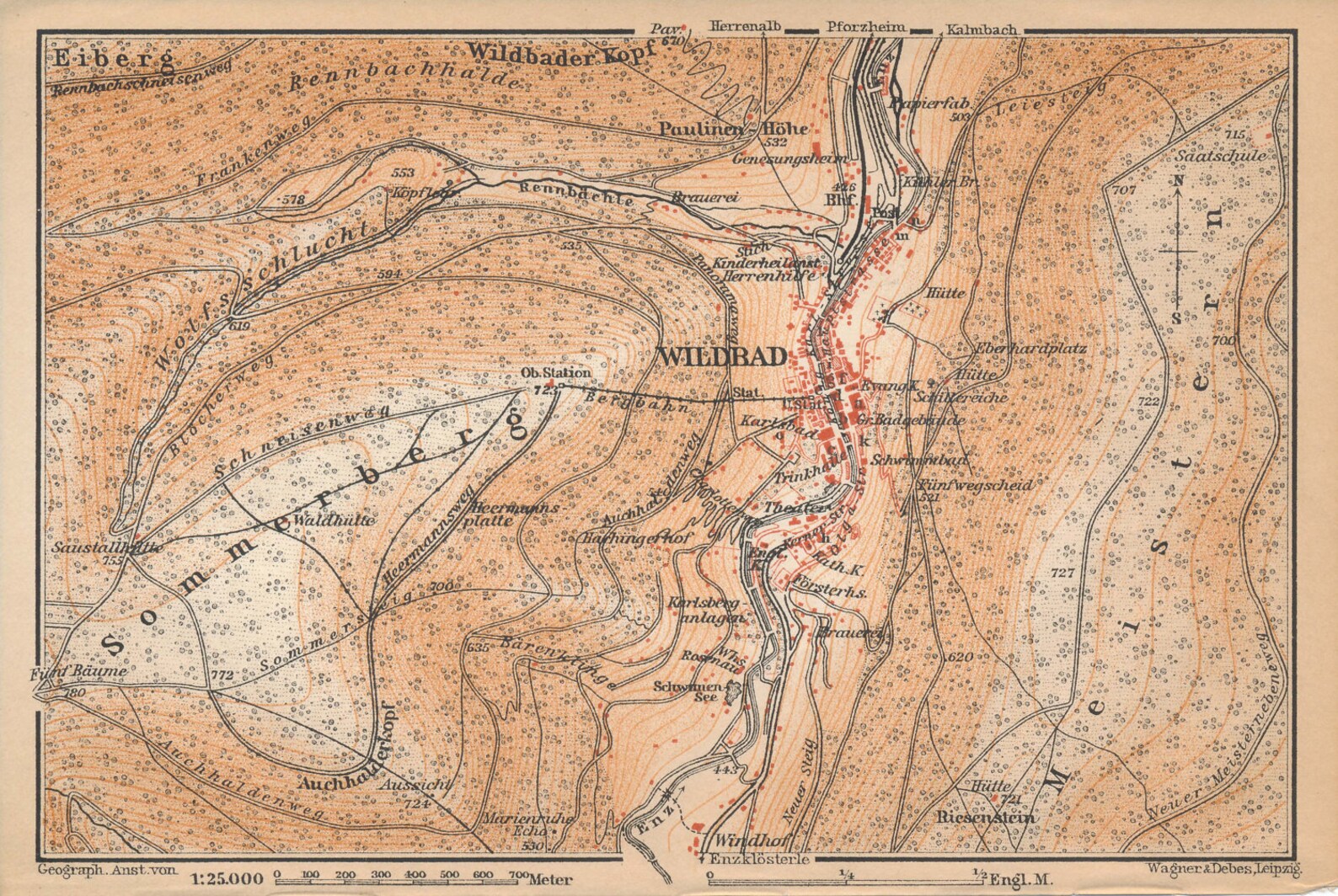 1910 Bad Wildbad Germany Antique Map - Etsy