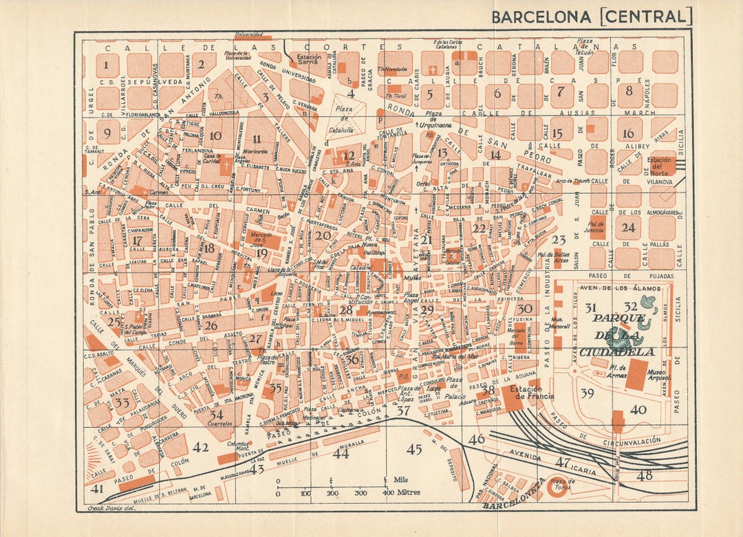 1930 Barcelona Spain Antique Map - Etsy