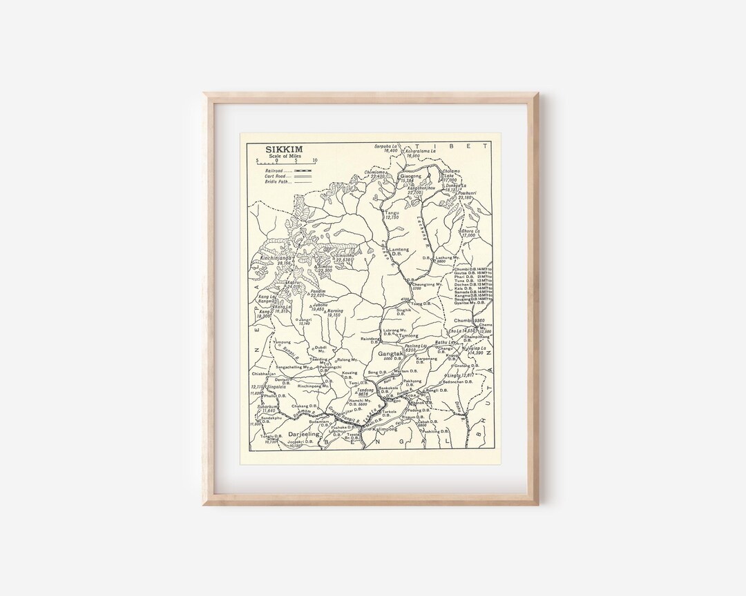 1962 Sikkim India Vintage Map - Etsy