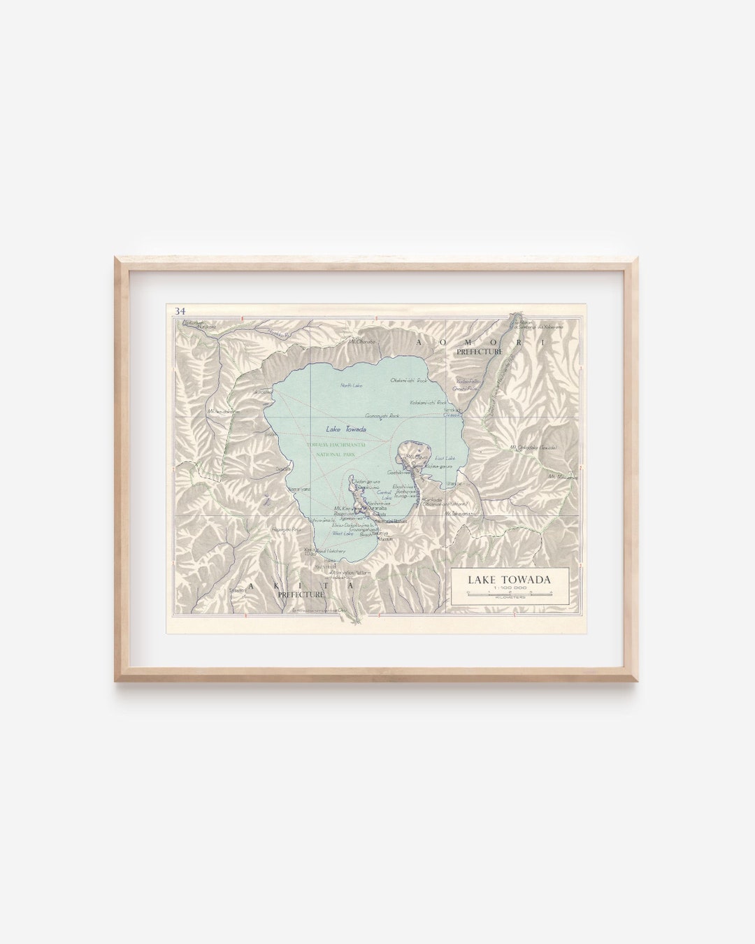 1966 Lake Towada Japan Vintage Map - Etsy