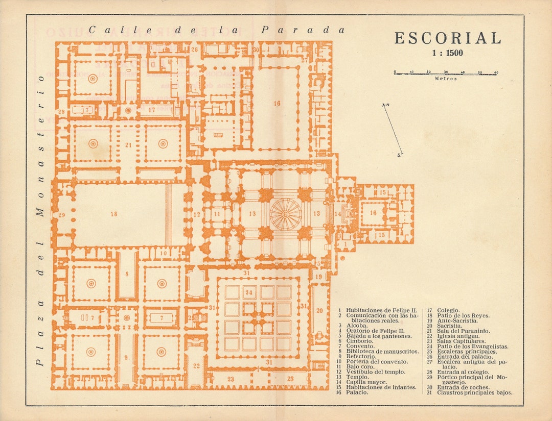 1925 El Escorial Spain Antique Map - Etsy