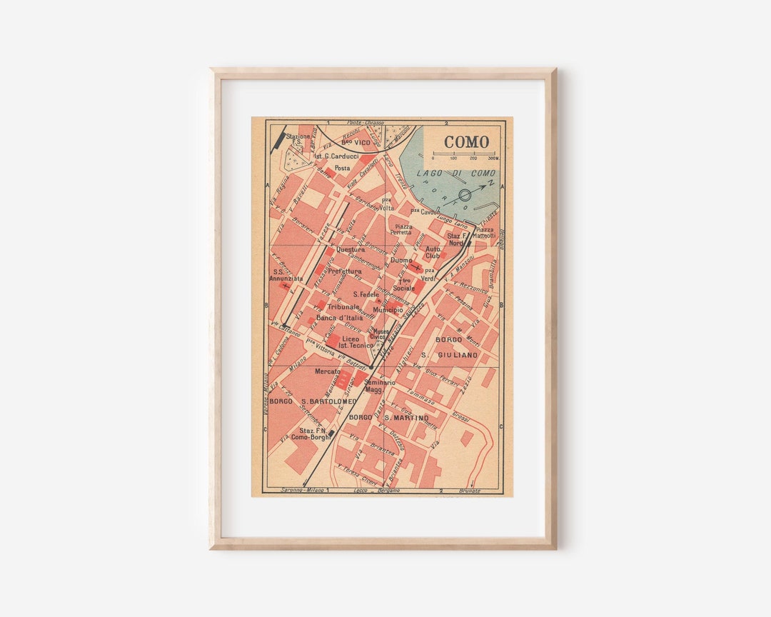 1954 Como Italy Vintage Map - Etsy