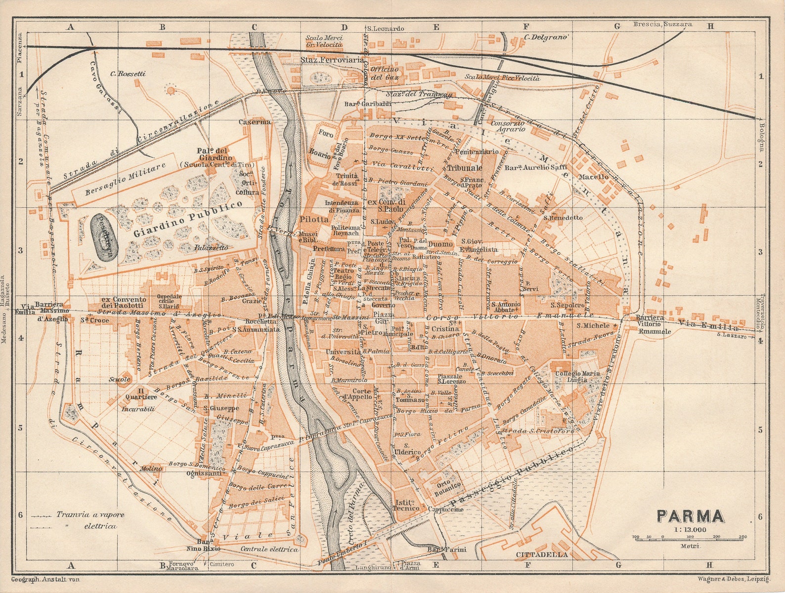 1913 Parma Italy Antique Map - Etsy