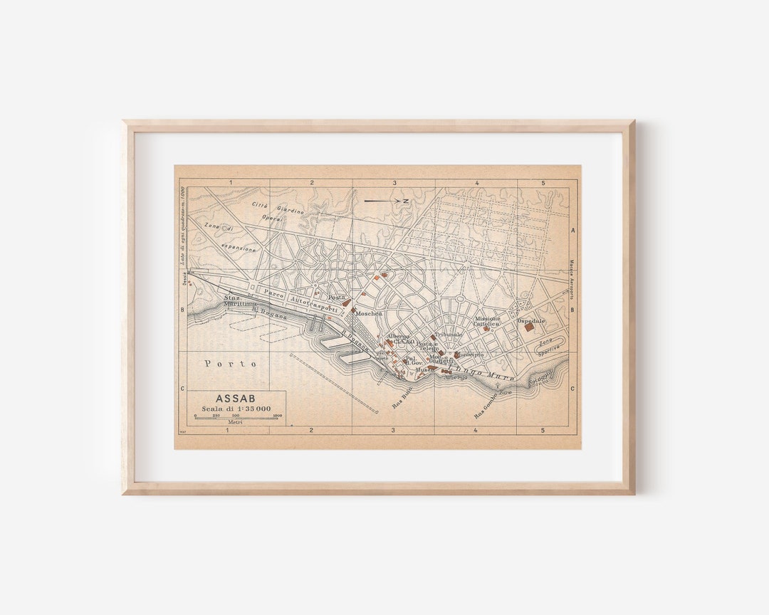 1938 Assab Eritrea Antique Map - Etsy