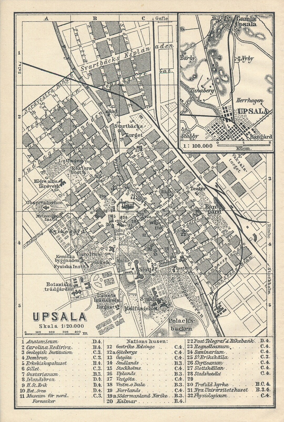 1909 Uppsala Sweden Antique Map - Etsy Australia