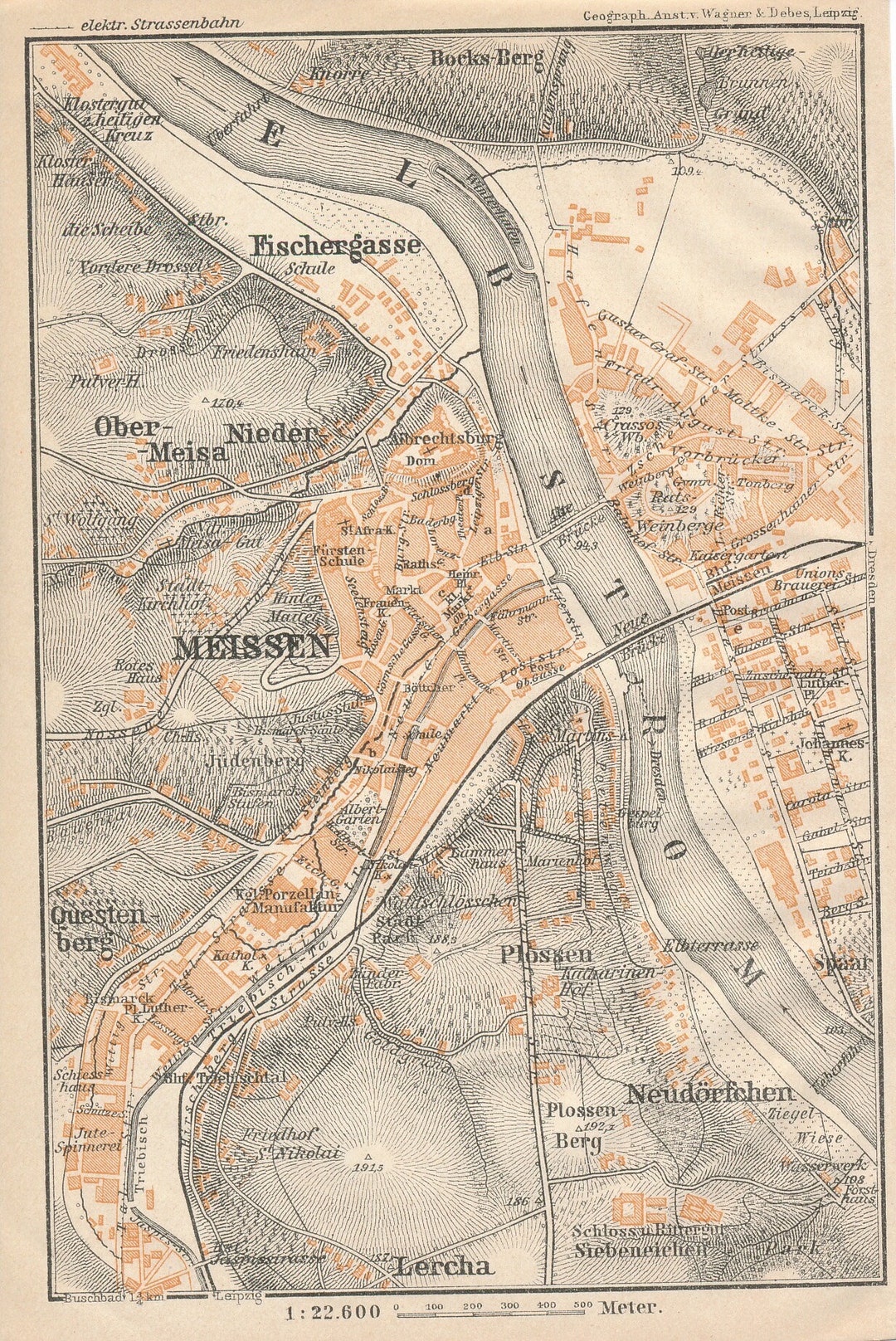 1913 Meissen Germany Antique Map - Etsy