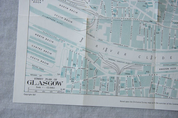 1955 Glasgow Scotland Vintage Map - Etsy