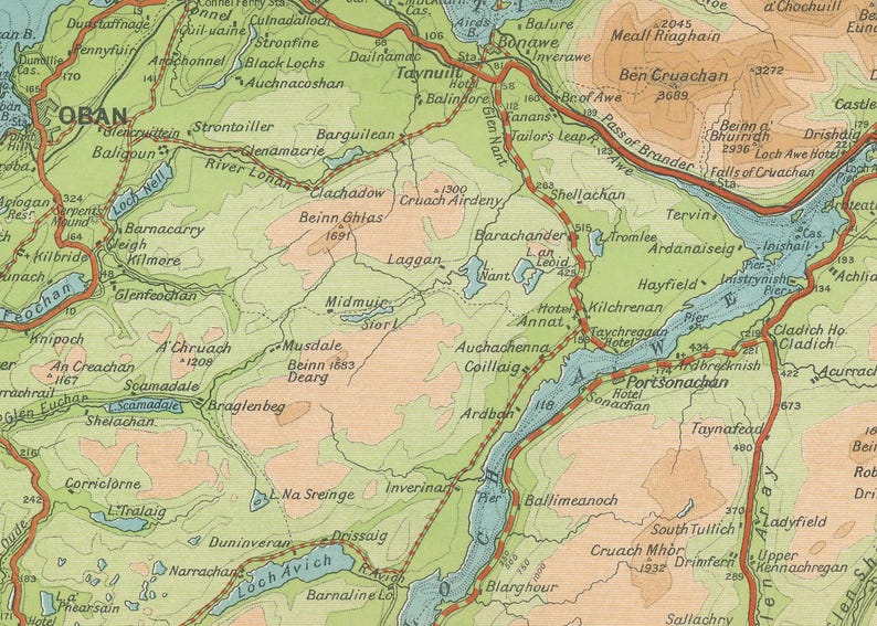 1949 Oban Scotland Vintage Map - Etsy