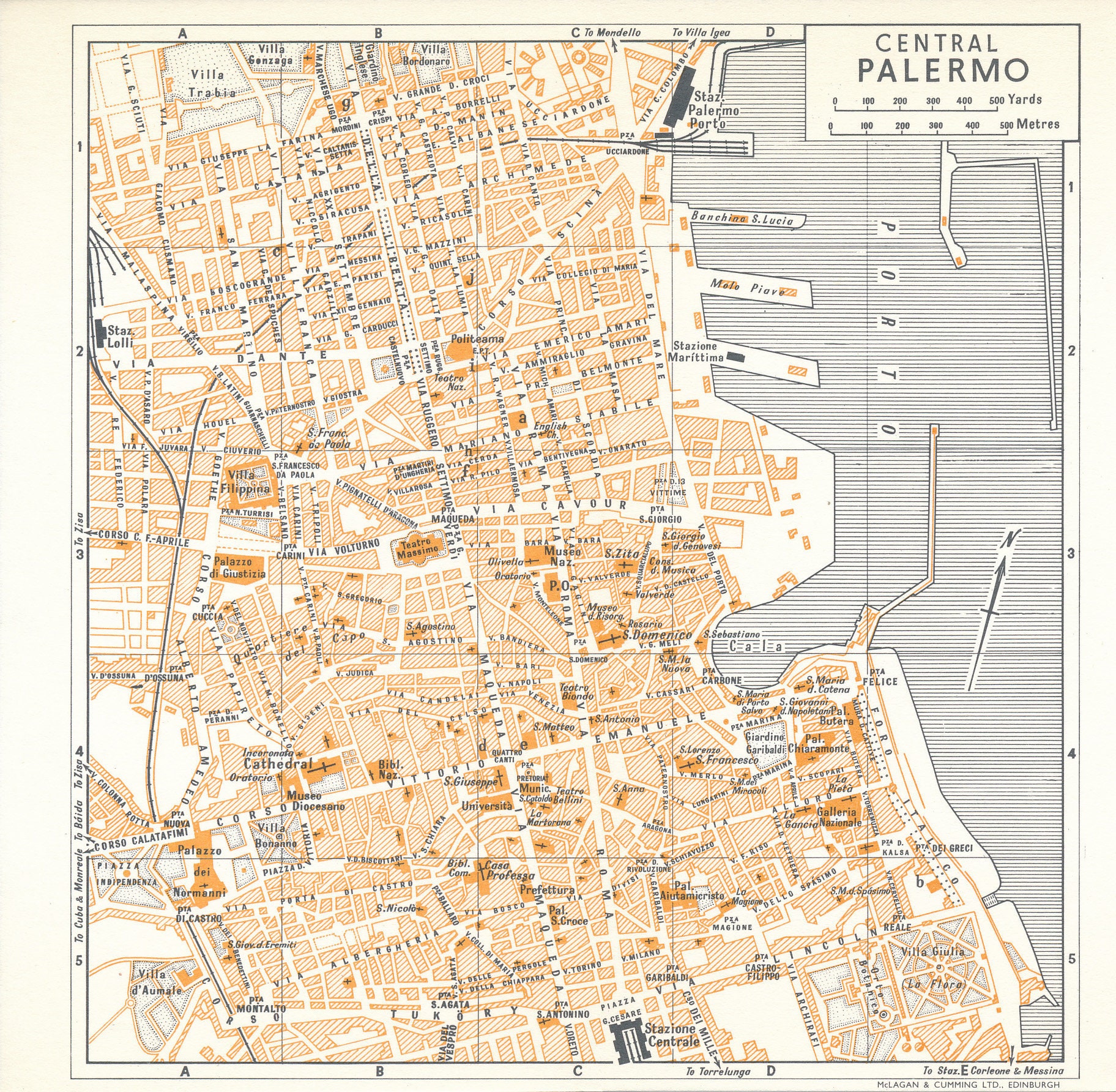 1959 Palermo Sicily Italy Vintage Map - Etsy Australia