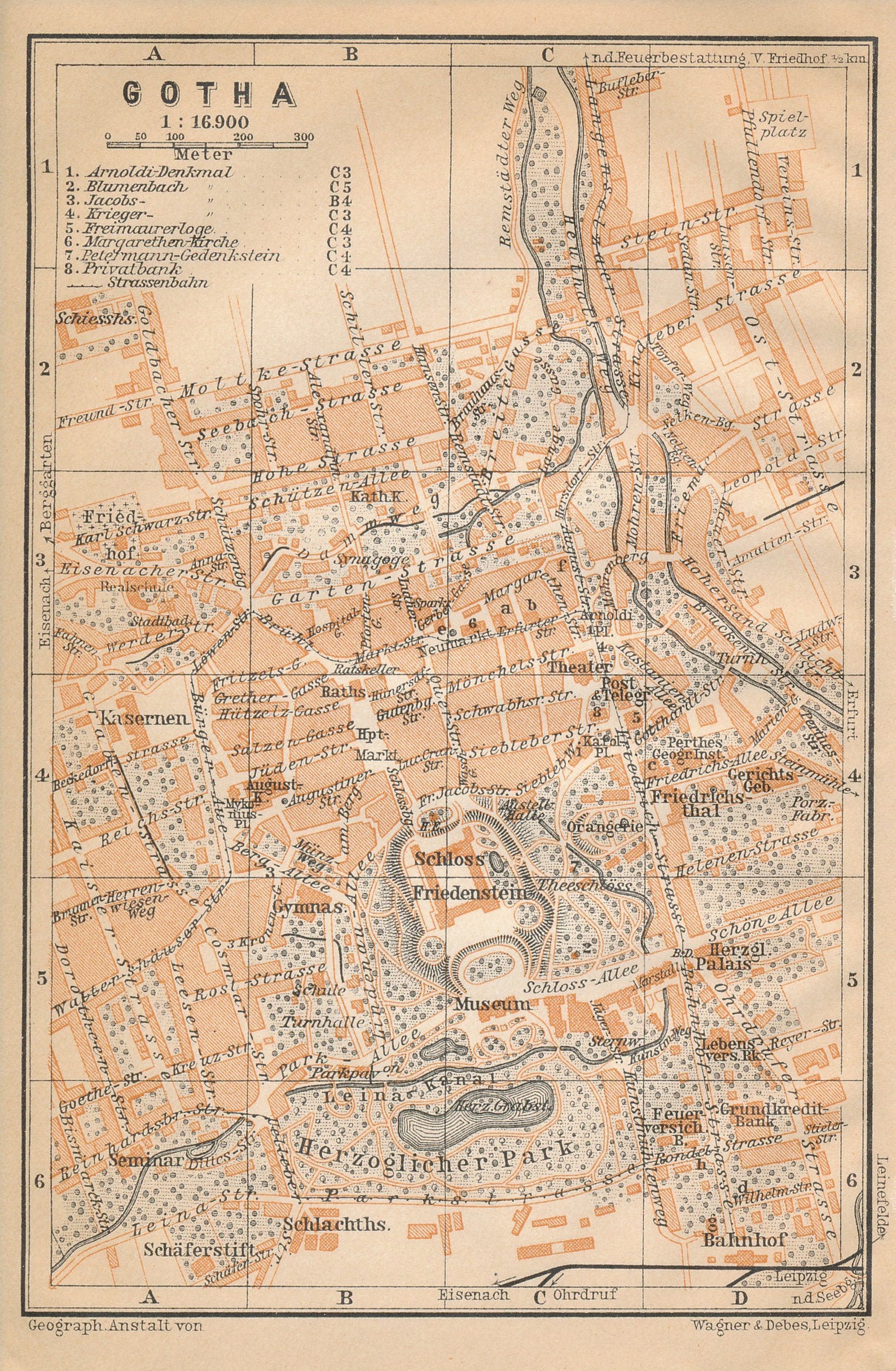 1913 Gotha Germany Antique Map - Etsy