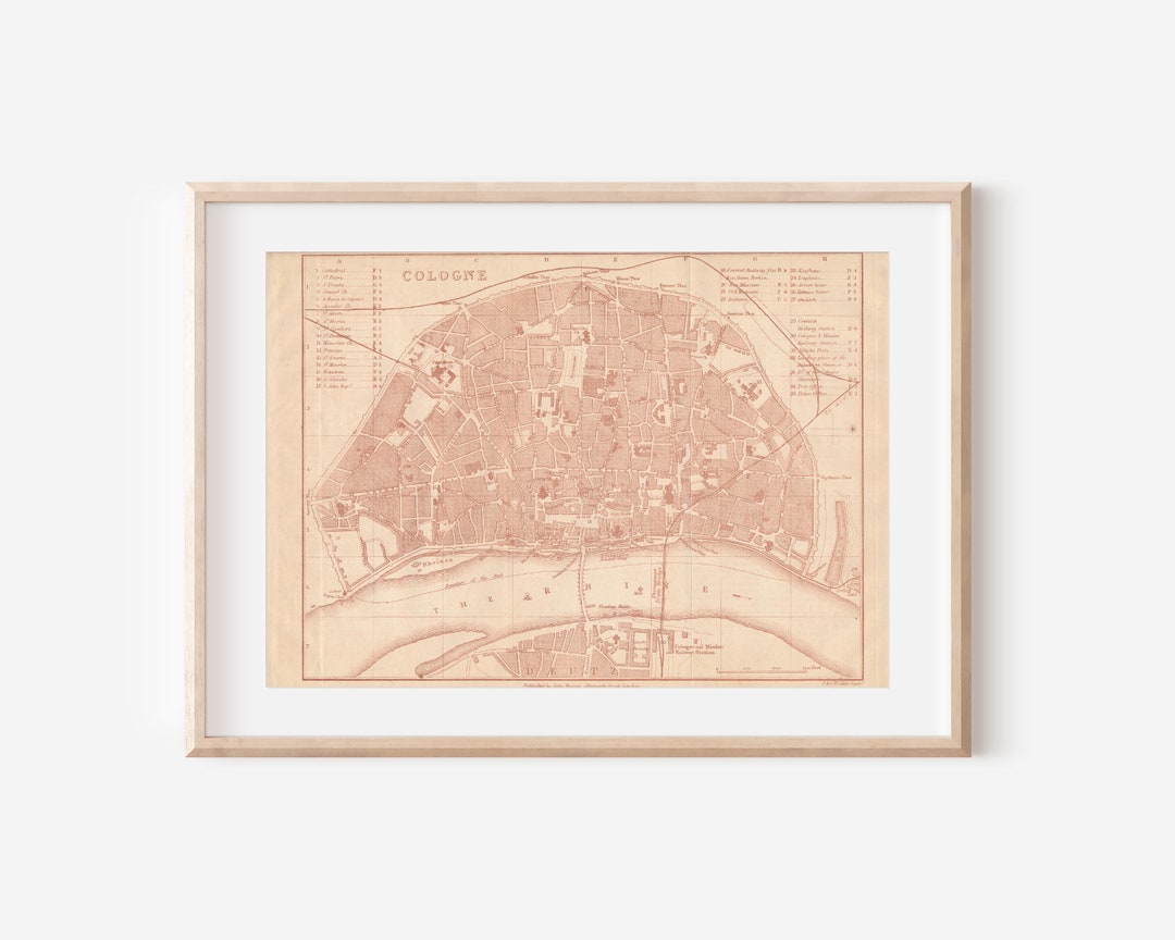 1863 Cologne Germany Antique Map - Etsy