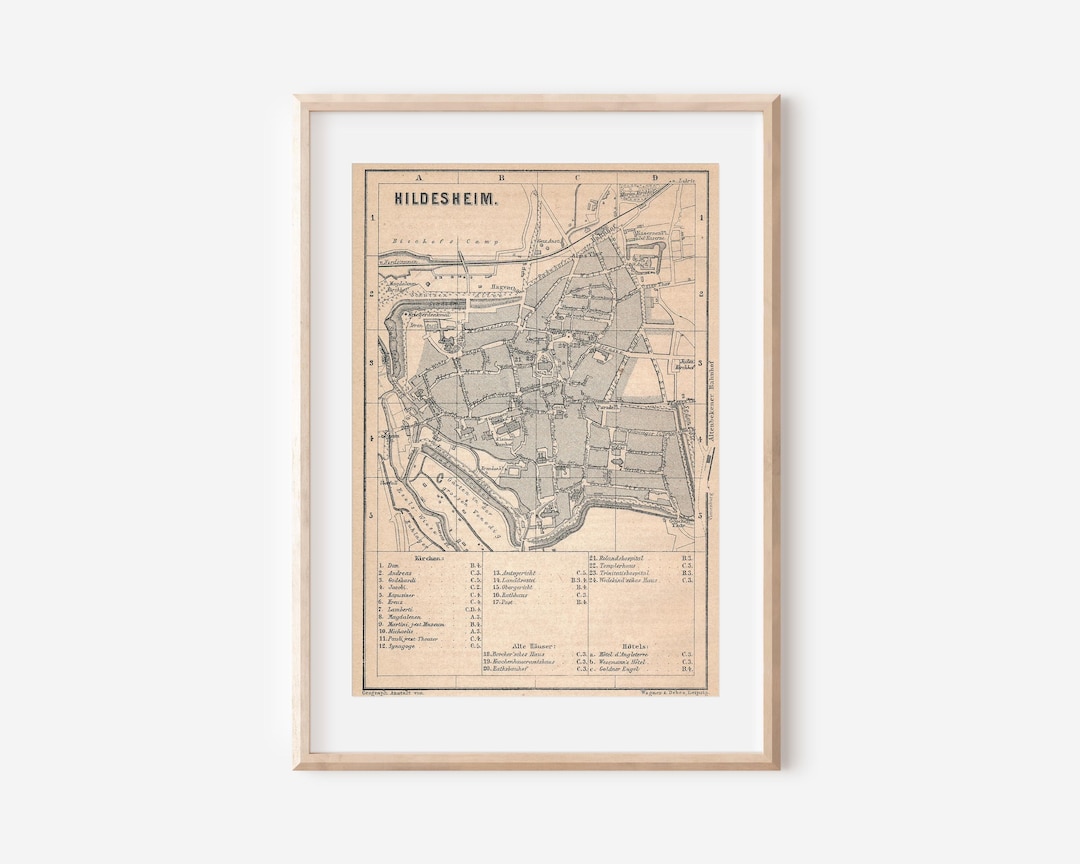 1881 Hildesheim Germany Antique Map - Etsy