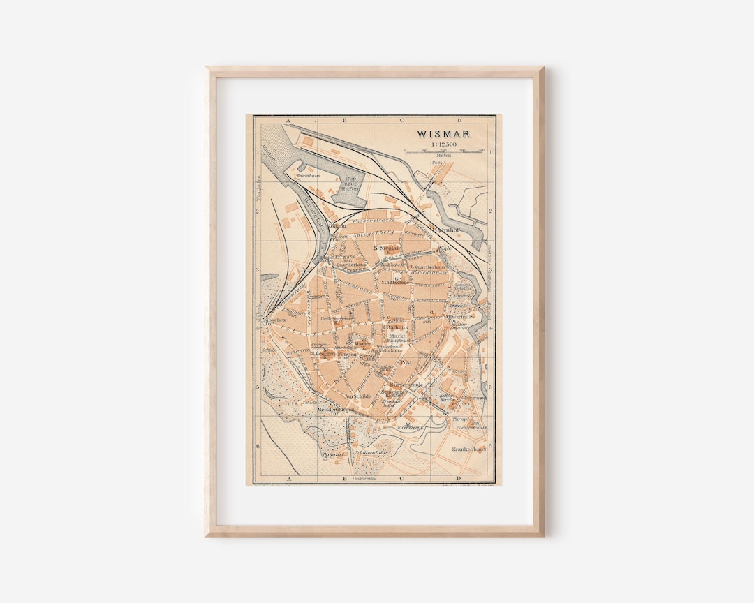 1913 Wismar Germany Antique Map - Etsy