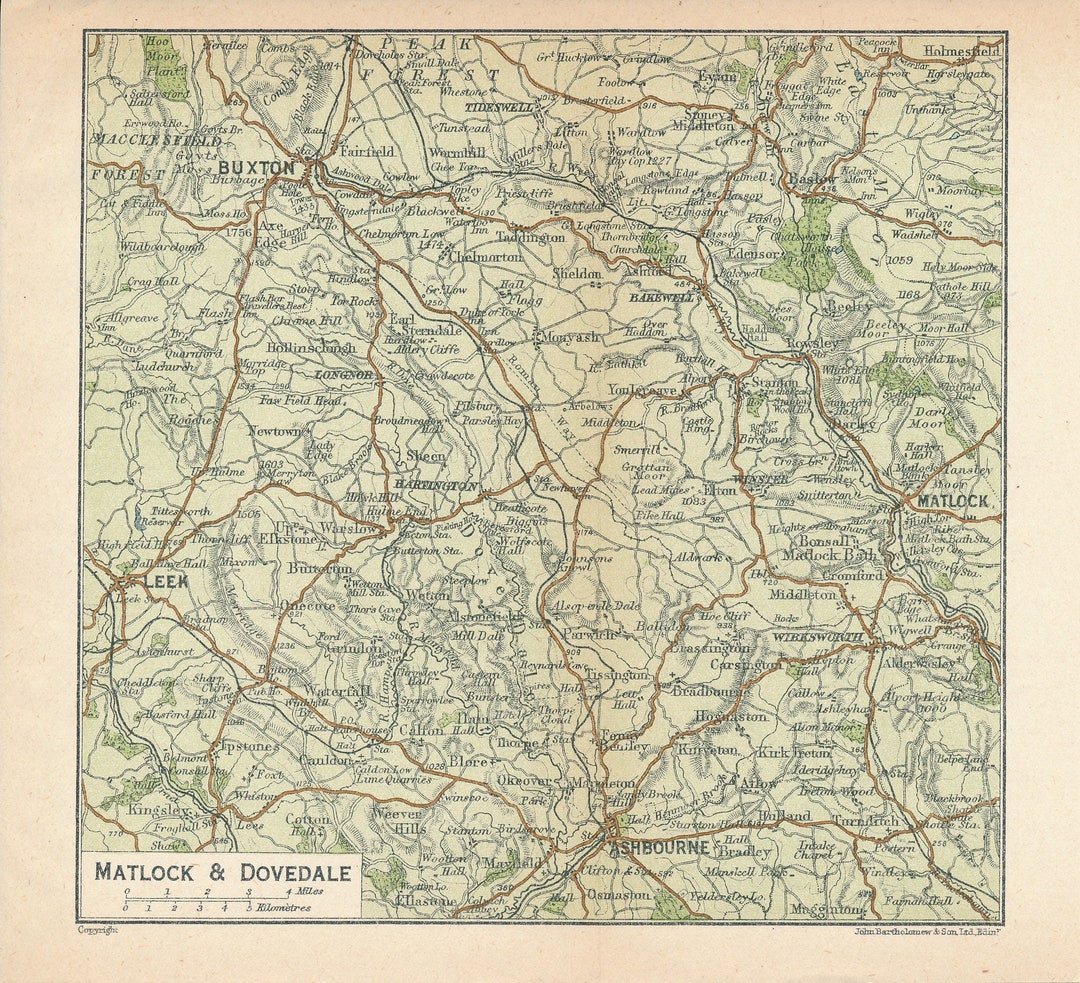1924 Matlock & Dovedale United Kingdom Antique Map - Etsy