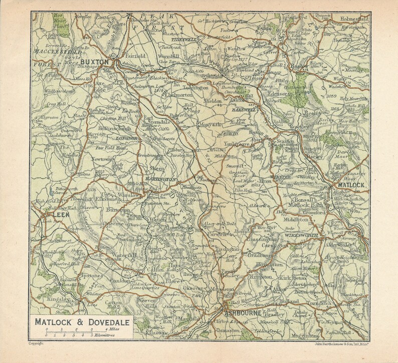 1924 Matlock & Dovedale United Kingdom Antique Map - Etsy