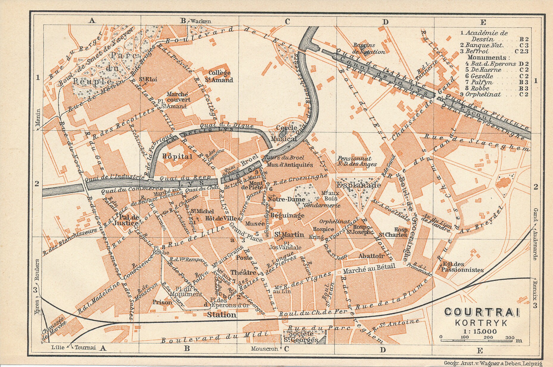 1910 Courtrai (kortrijk) Belgium Antique Map - Etsy