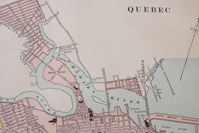 1901 Quebec Canada Antique Map - Etsy