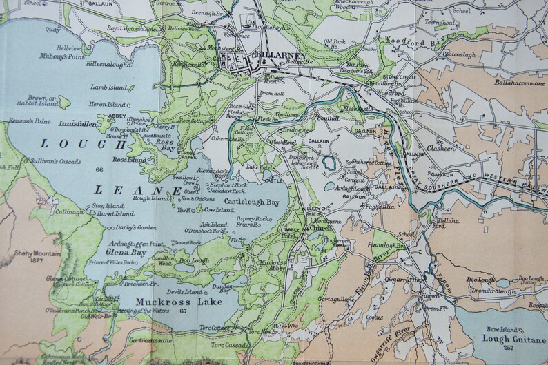 1904 Killarney and Lakes of Killarney Ireland Vintage Map - Etsy
