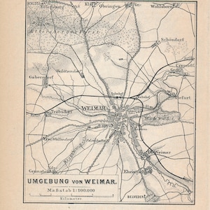 1881 Weimar Germany Antique Map - Etsy