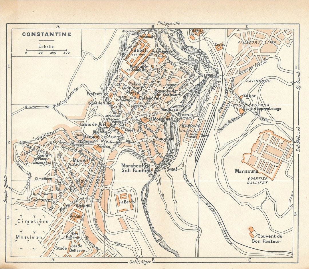 1950 Constantine Algeria Vintage Map - Etsy