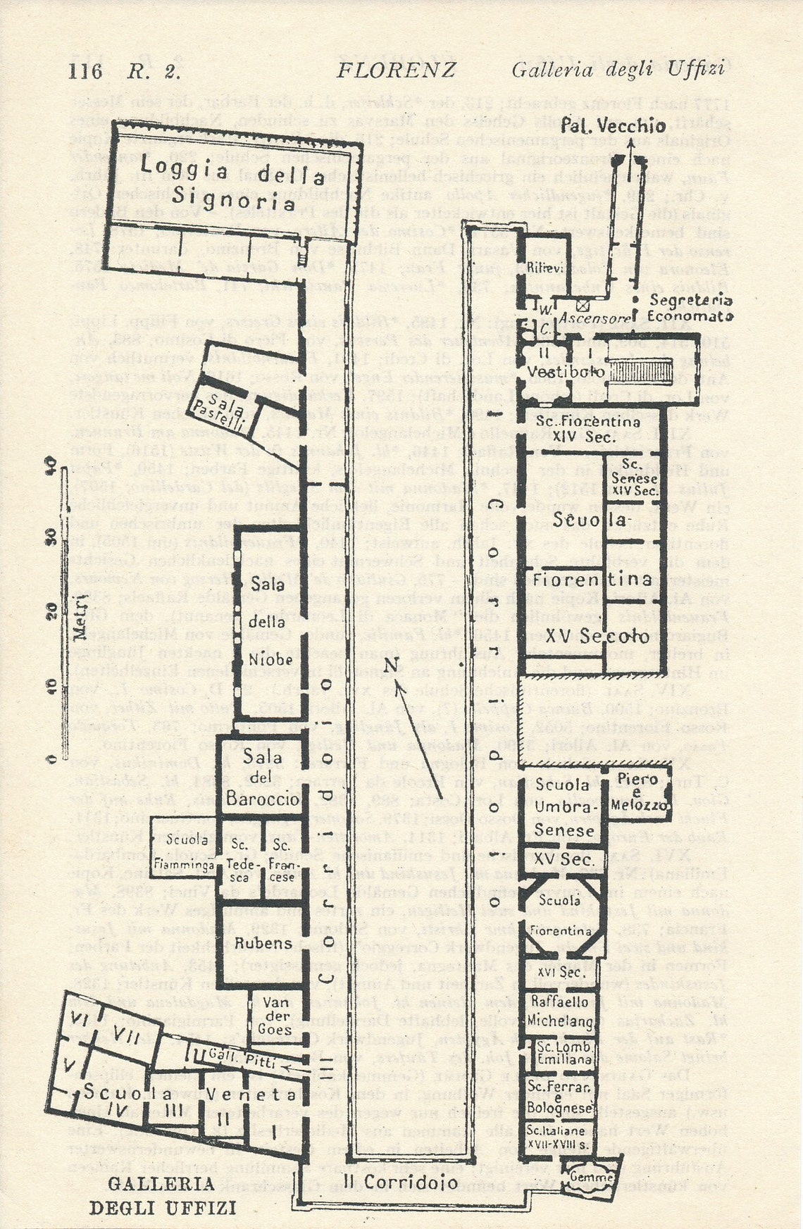 1927 Uffizi Gallery Florence Italy Antique Map - Etsy