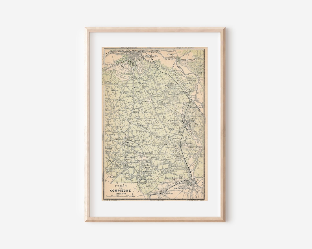 1924 Forest of Compiegne France Antique Map - Etsy