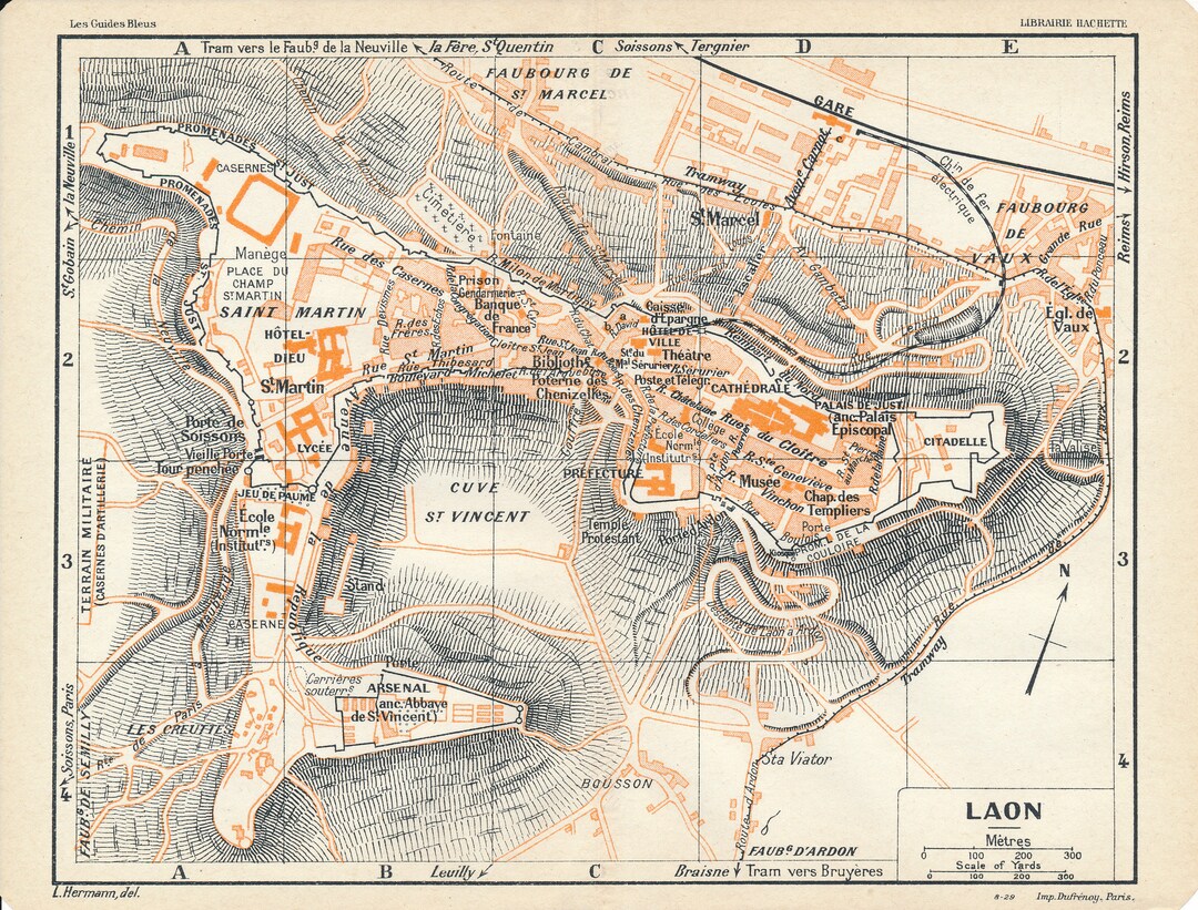 1930 Laon France Antique Map - Etsy