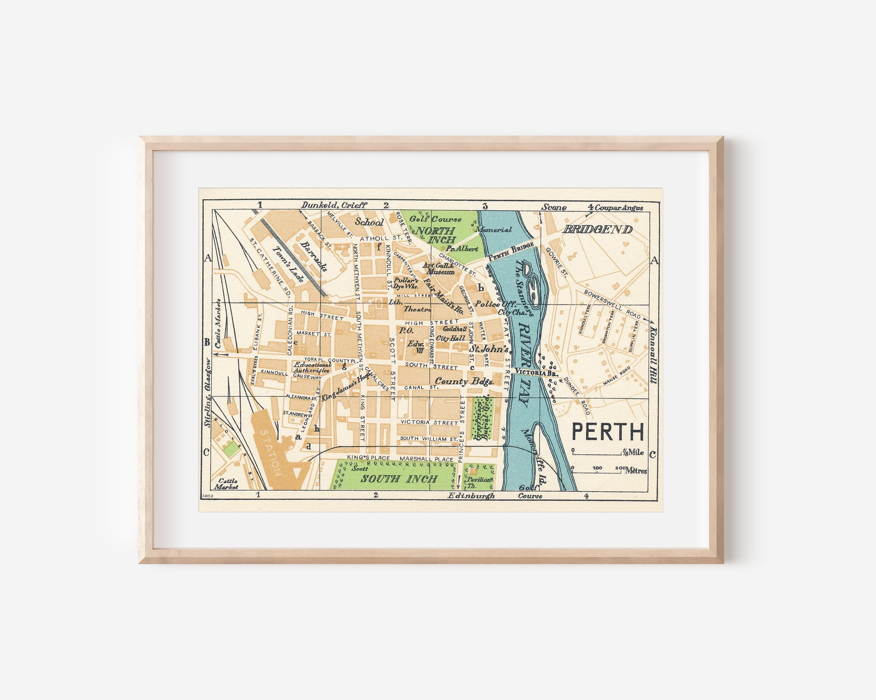 1959 Perth Scotland Vintage Map - Etsy