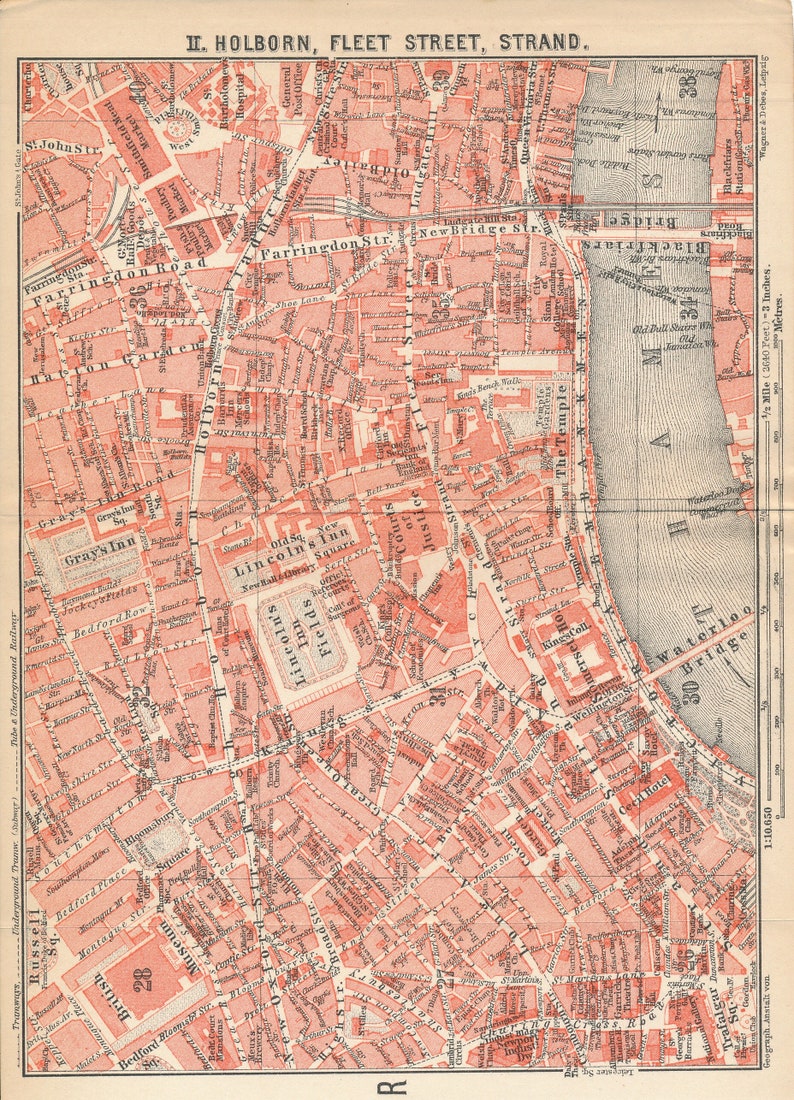 1911 London Street Map London England United Kingdom - Etsy