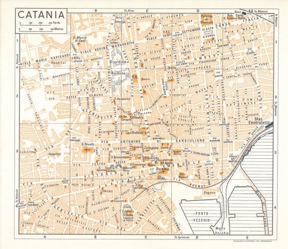 Catania Italia Mapa De La Ciudad En Estilo Retro Mapa De Esquema