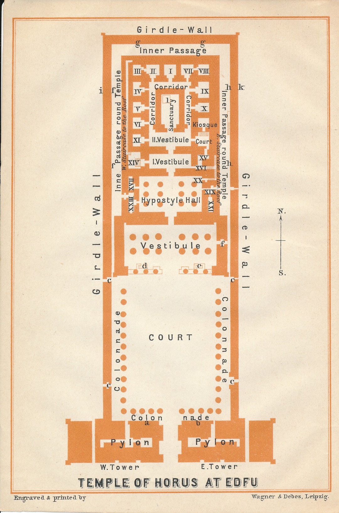 1908 Temple of Horus at Edfu Egypt Antique Map - Etsy