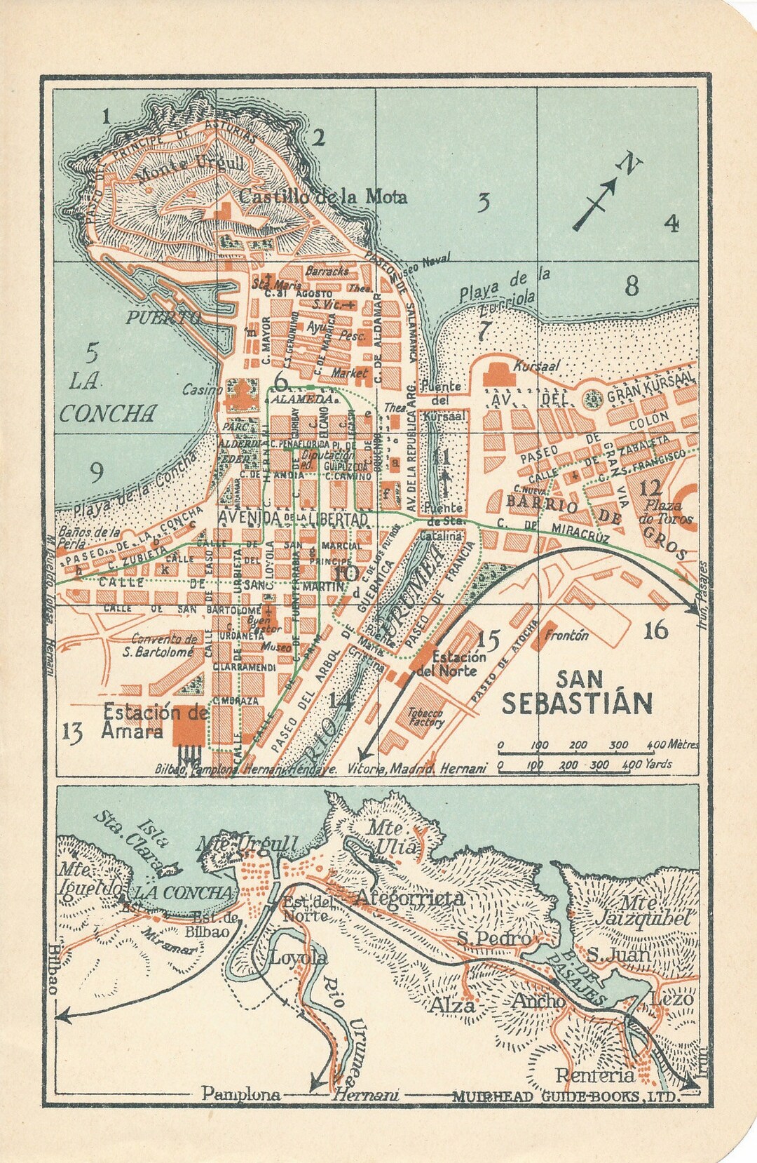1930 San Sebastian Spain Antique Map - Etsy