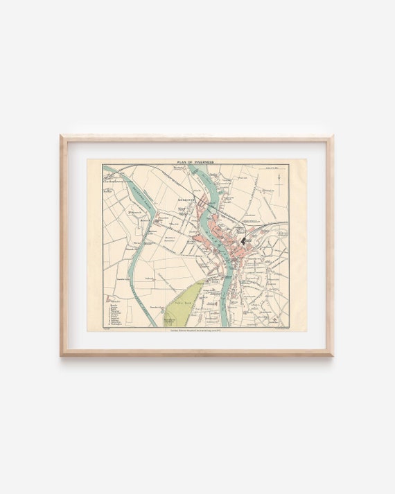 Ancient Map Inverness Scotland