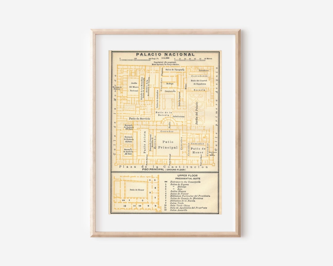 1925 National Palace Mexico City Mexico Antique Map - Etsy