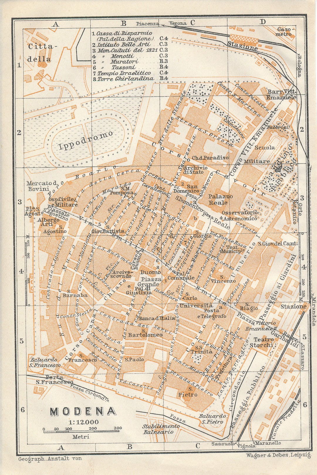 1913 Modena Italy Antique Map - Etsy Ireland
