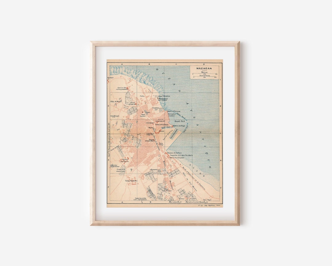 1921 El Jadida (mazagan) Morocco Antique Map - Etsy