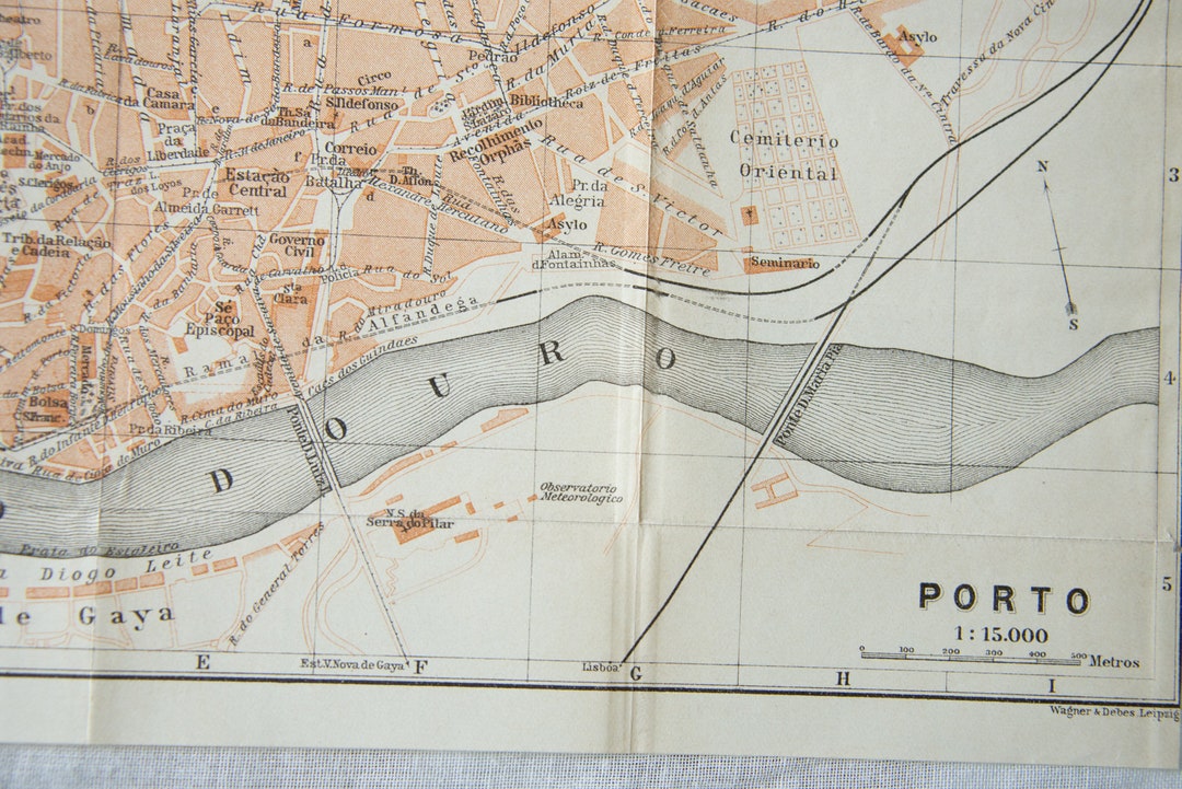 1913 Porto Portugal Antique Map - Etsy
