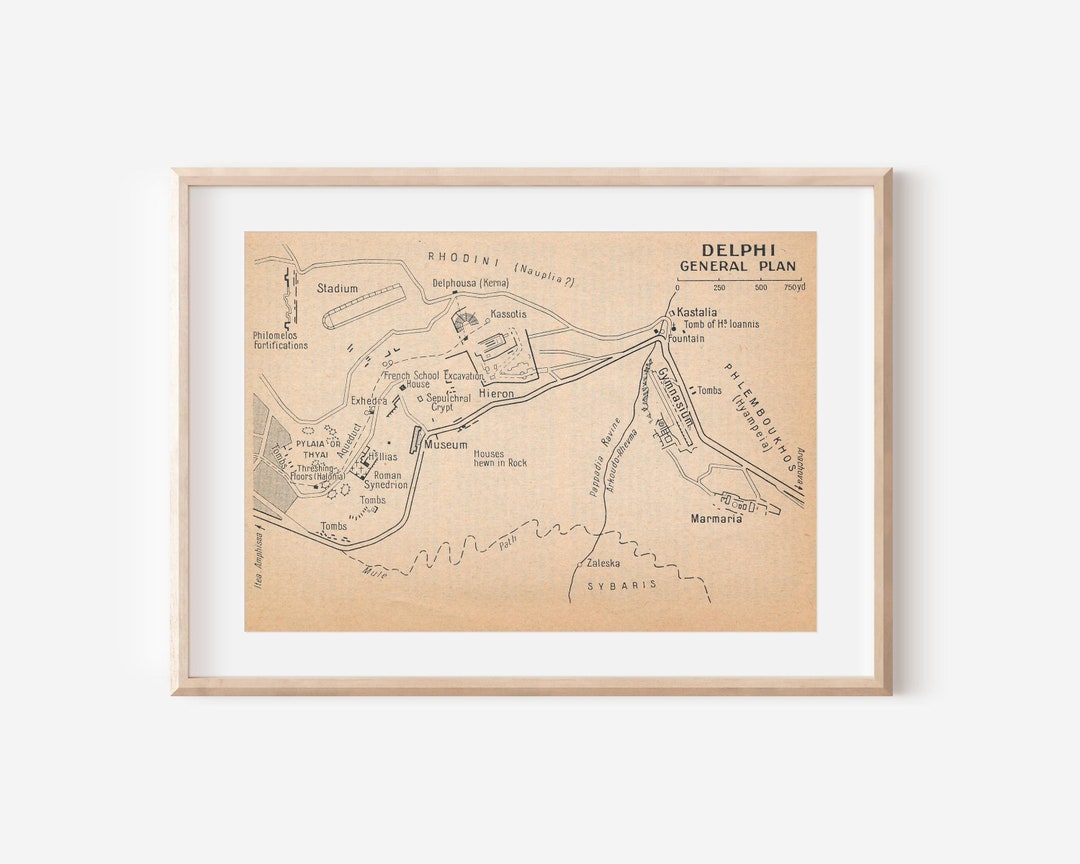 1962 Delphi Greece Vintage Map - Etsy