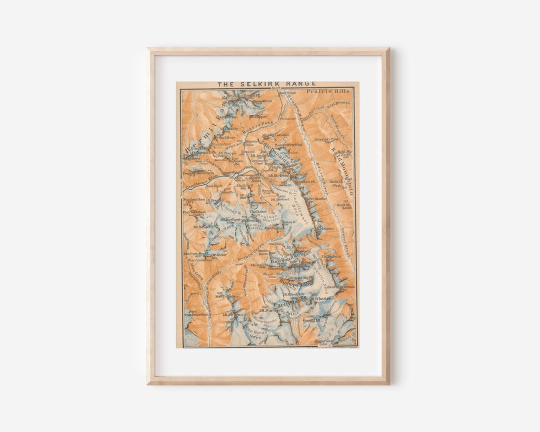 1907 Selkirk Mountain Range Canada Antique Map - Etsy
