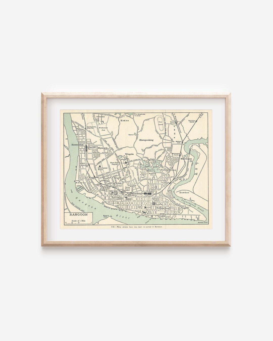 1959 Yangon (rangoon) Myanmar Vintage Map - Etsy