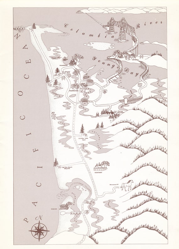 1978 Oregon Coast Seaside & Astoria Area Vintage Map | Etsy